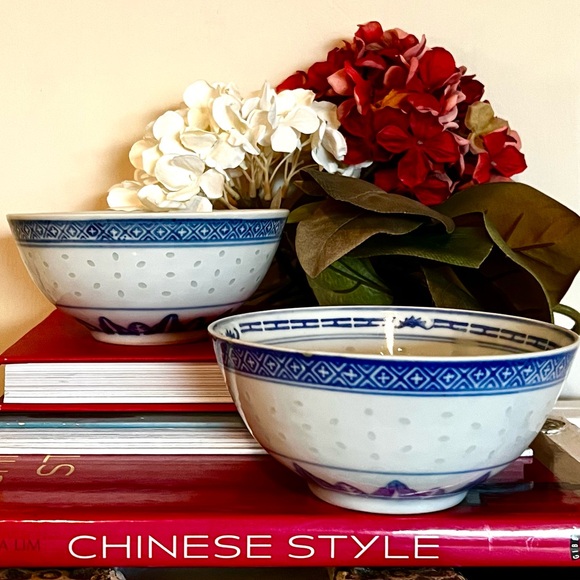 Vintage | Dining | Vintage Chinese Porcelain Rice Grain Pattern Bowls ...